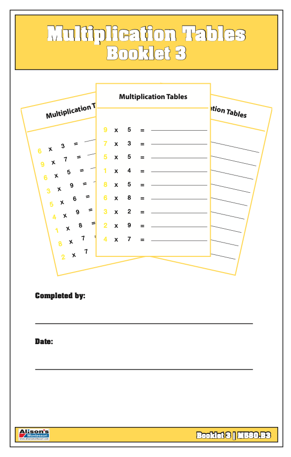 Multiplication Tables Booklet: 3 – Alison's Montessori Asia
